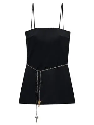 Alexander Wang Mini Dress With Built-in Short And Waist Chain - Black