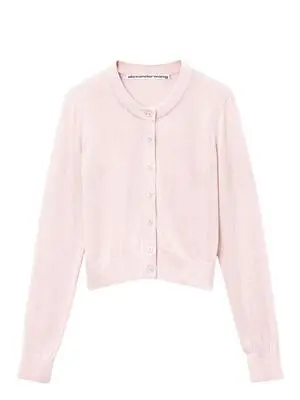 Alexander Wang Cropped Crewneck Cardigan - Pink