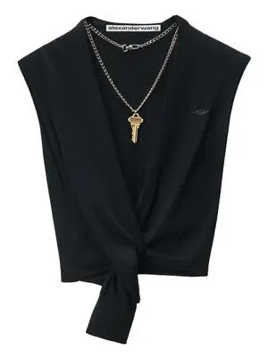 ALEXANDER WANG Sleeveless Wool Top With Draped Front