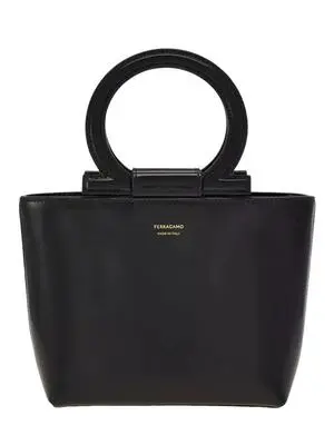 FERRAGAMO Mini Gancini-handle Handbag - Black