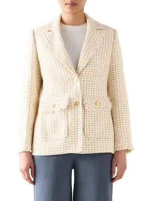 LK BENNETT Julia Tweed Jacket - Camel Multi