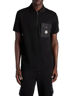 MONCLER Logo Patch Pocket Zip Polo