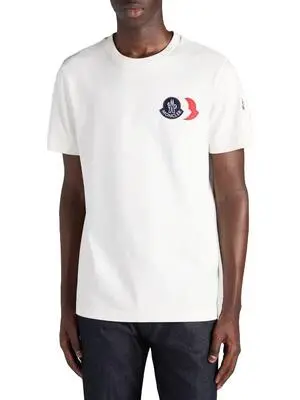 Moncler Logo Patch Cotton T-shirt - Silk White