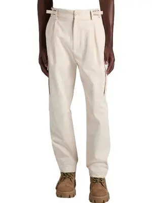 Moncler Pleated Cotton Stretch Twill Cargo Trousers - Baby Powder