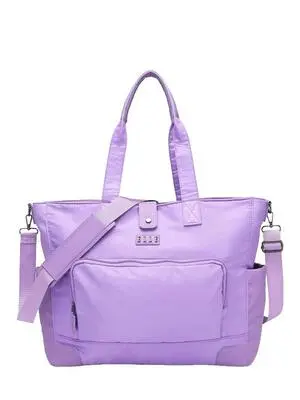 ELLE Voyage 25l Twill And Vegan Leather Weekender Duffle Bag - Lavender