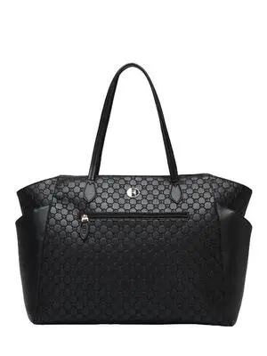 ELLE Compass 32l Vegan Leather Monogram Duffel Bag - Black
