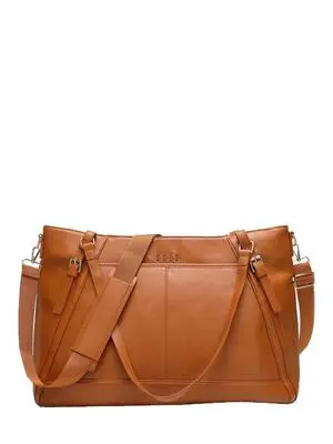 ELLE 33L Vegan Leather Weekender Duffle Bag Brown
