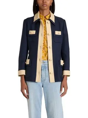 Valentino Garavani Belted Caban Jacket - Brown/blue