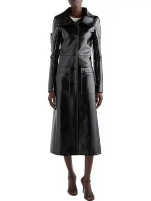 COURREGES Heritage Vinyl Trench Coat - Black