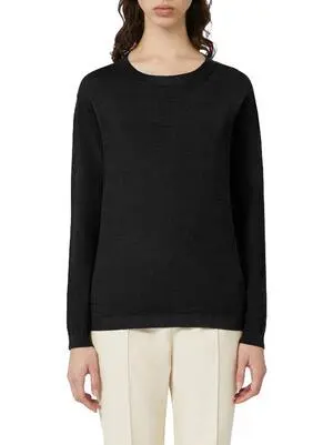 MM BY MAX MARA Arca Silk & Cotton Crewneck Sweater - Black