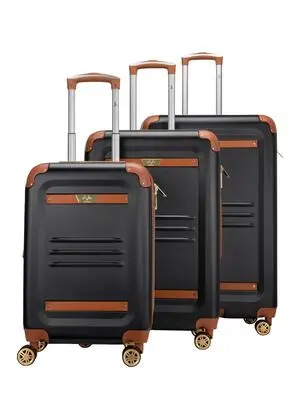 19V69 ITALIA 3-piece Expandable Spinner Luggage Set - Black