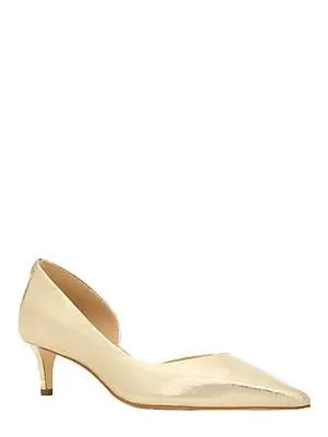 Michael Kors Elyse Crackled Metallic Leather Kitten Pump - Gold