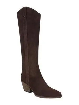Sam Edelman Wyatt Knee High Western Boots - Cafe Noir