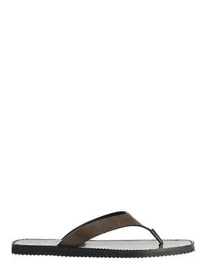 JUDE Flat Leather Thong Sandals - Brown