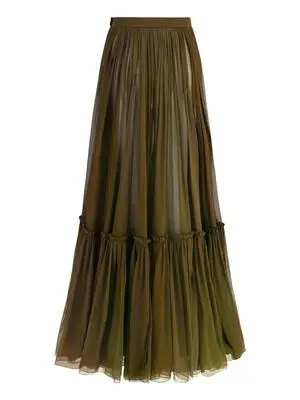 Saint Laurent Tiered Long Skirt - Brown