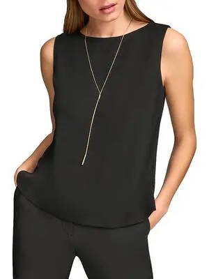 Donna Karan New York Sleeveless Crewneck Top - Black