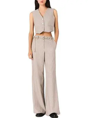 Maje Rhinestone Suit Trousers - Light Grey
