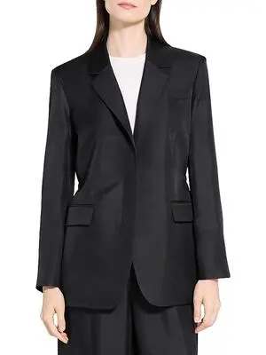 Theory Oversized Silk Blazer - Black