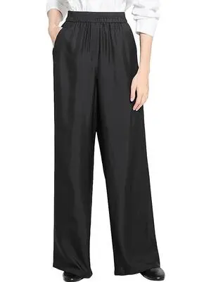 Theory Silk Wide Leg Pants Black