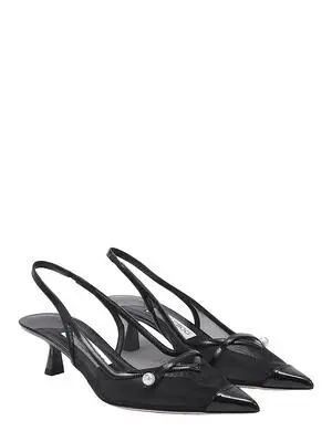 JIMMY CHOO Amita 45 Mesh Slingback Pumps - Black