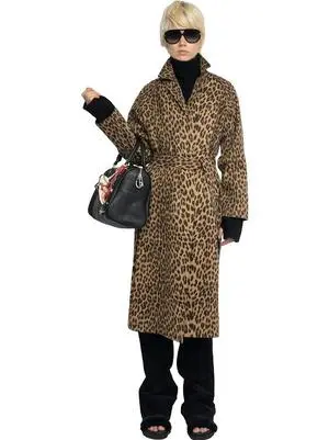 Zadig&Voltaire Leopard Print Cotton Canvas Coat - Natural