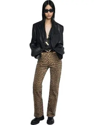 Zadig&Voltaire Evy Leopard Print Wide-leg Jeans - Denim