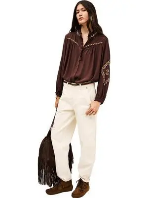 Ba&sh Tate Embroidered Blouse - Brown