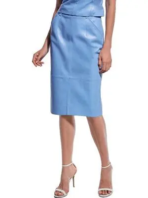 AS By DF Becca Recycled Leather Skirt - Powder Blue