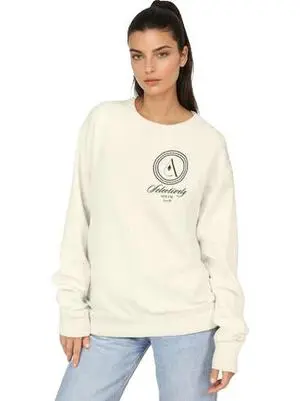 AKALIA Heather Graphic Crewneck Sweatshirt - Beige