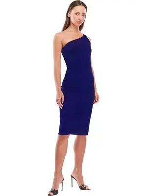 MOTHER OF ALL Lauren One Shoulder Midi Dress - Blue