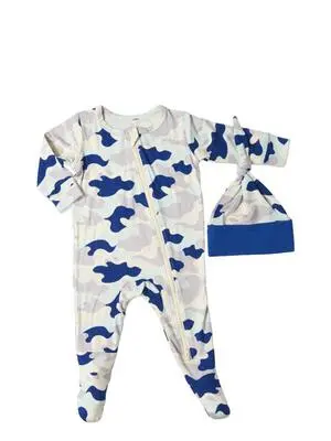 EVERLY GREY Jersey Long Sleeve Footie & Hat Set - Camo