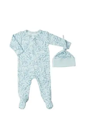 EVERLY GREY Jersey Long Sleeve Footie & Hat Set - Waves