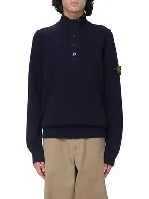 Stone Island Stone Island Virgin Wool Turtleneck Jumper With Compass Logo Patch Blue