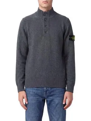 Stone Island Virgin Wool Turtleneck Jumper With Compass Logo Patch - Grey 1