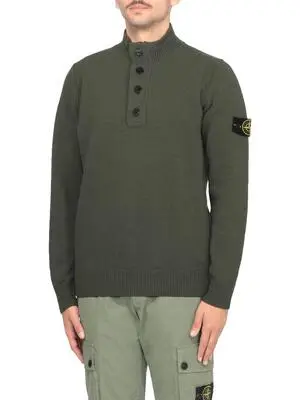 Stone Island Stone Island Virgin Wool Turtleneck Jumper With Compass Logo Patch Military