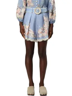 Zimmermann Floral Printed Shorts - Gnawed Blue
