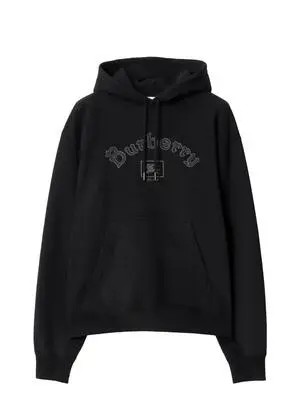 Burberry Gothic Logo Cotton Hoodie - Black