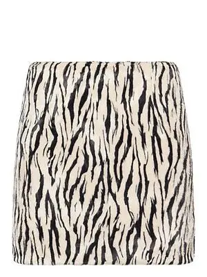Remain Birger Christensen Printed Faux-fur Mini Skirt - Egret Comb