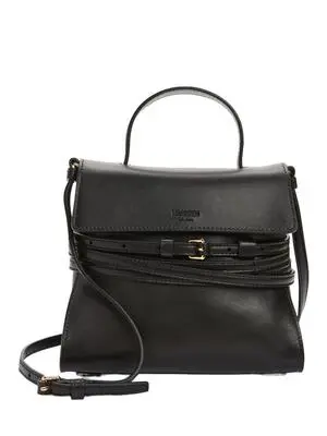 Moschino Small Tie Me Leather Top Handle Bag - Black