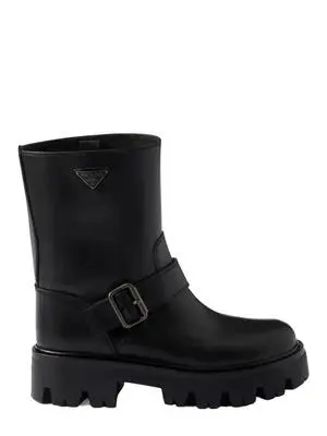 Prada Buckle-fastening Lug-sole Boots - Black