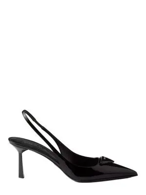 Prada Patent Leather Slingback Pumps - Black