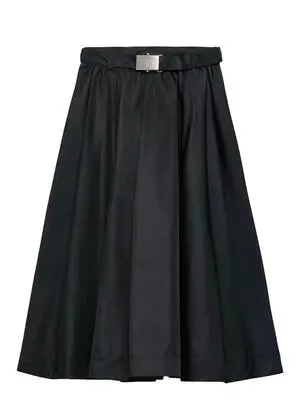 Prada Belted Pleated A-line Skirt - Black