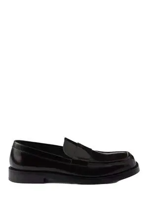 Prada Brushed Leather Loafers - Brown
