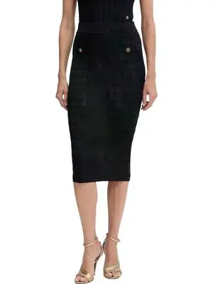 Guess Ribbed-knit Midi Skirt - Black