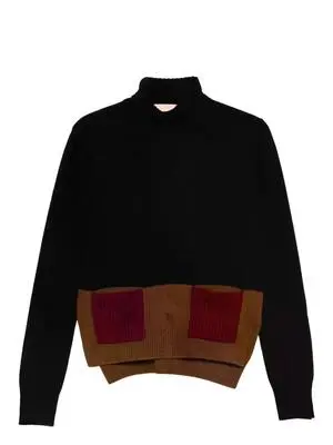 PLAN C Turtleneck Knitted Top With Pockets