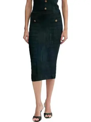 Guess Ribbed Button-detailed Skirt - Black