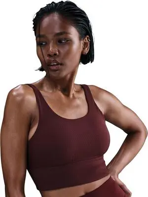 Nike Zenvy Rib Light-support Padded Longline Sports Bra - Red