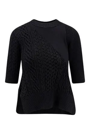 Sacai Cotton Blend Asymmetrical Sweater - Black