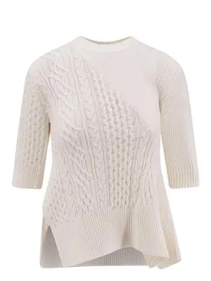 Sacai Asymmetrical Cotton-blend Sweater - White