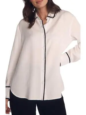Bella Dahl Contrast Trim Button-up Shirt - Off White